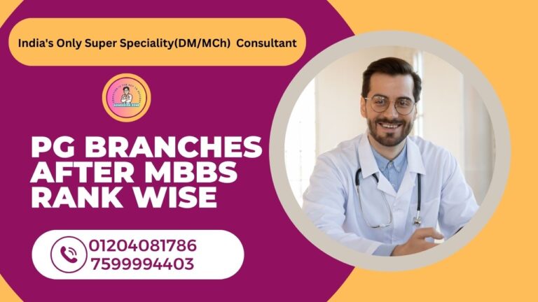 PG Branches after MBBS Rank Wise with Clinical Branches